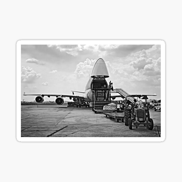 "Cargo airplane being loaded via the nose door, Boeing 747" Sticker by ...