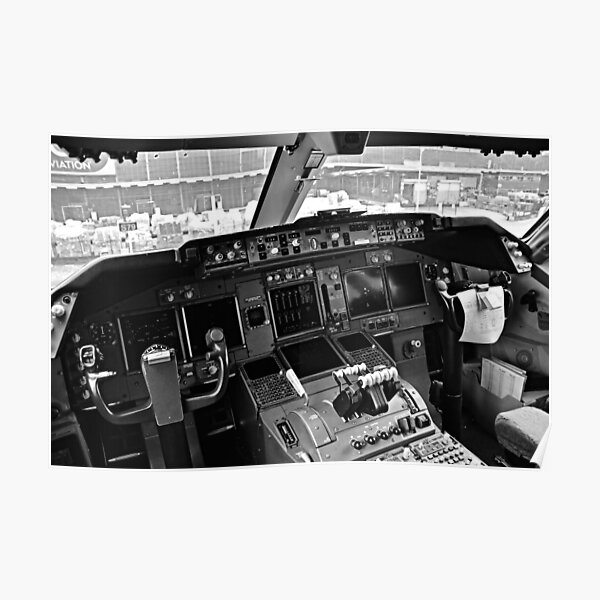 "Boeing 747 Cockpit from Captain seat" Poster for Sale by ...