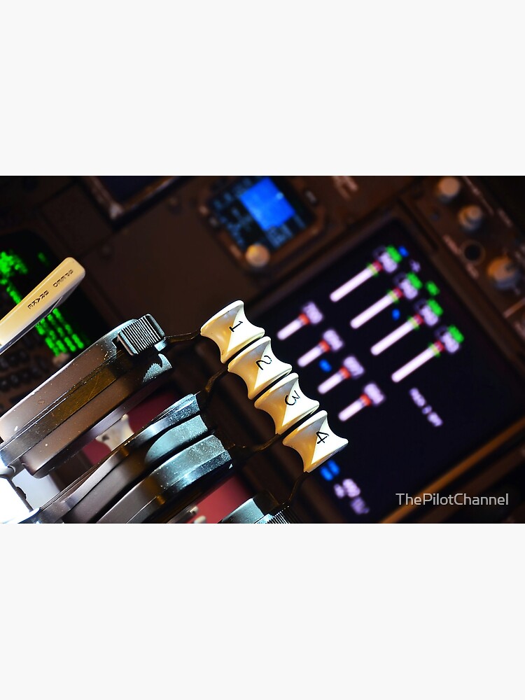 "Boeing 747 Throttles and engine instruments close-up" Poster for Sale ...