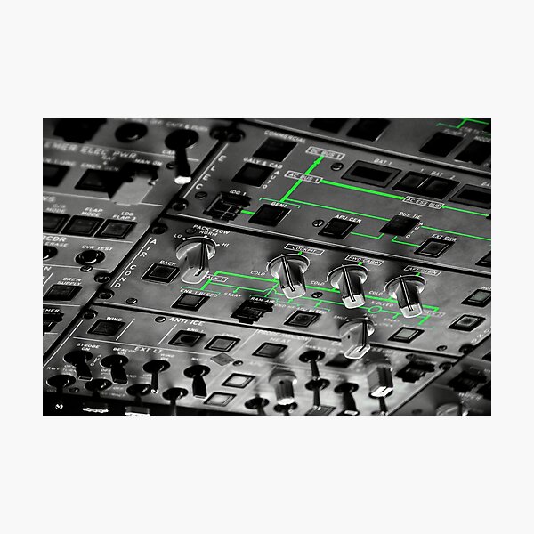"Overhead panel in a Airbus A320 cockpit" Photographic Print for Sale ...