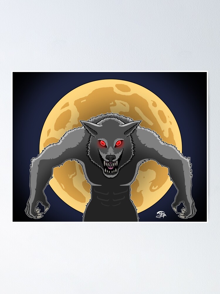"Werewolf Full Moon Monster Design" Poster by PyromaniacJoe | Redbubble