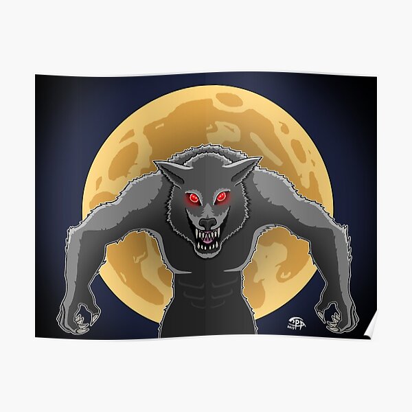"Werewolf Full Moon Monster Design" Poster by PyromaniacJoe | Redbubble