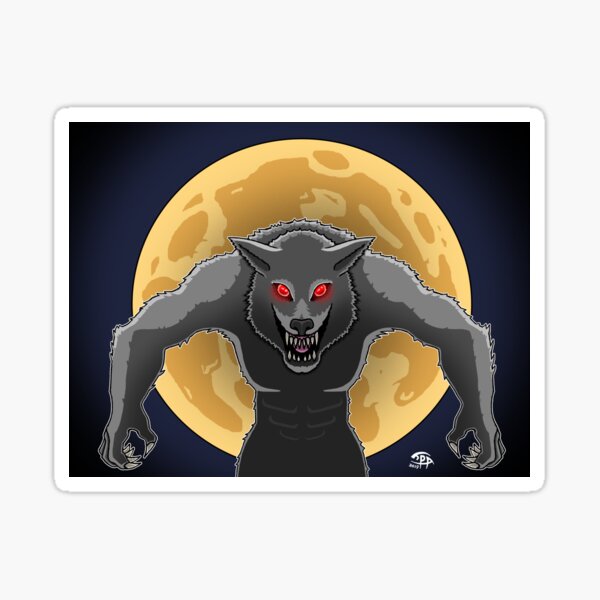 "Werewolf Full Moon Monster Design" Sticker for Sale by PyromaniacJoe ...