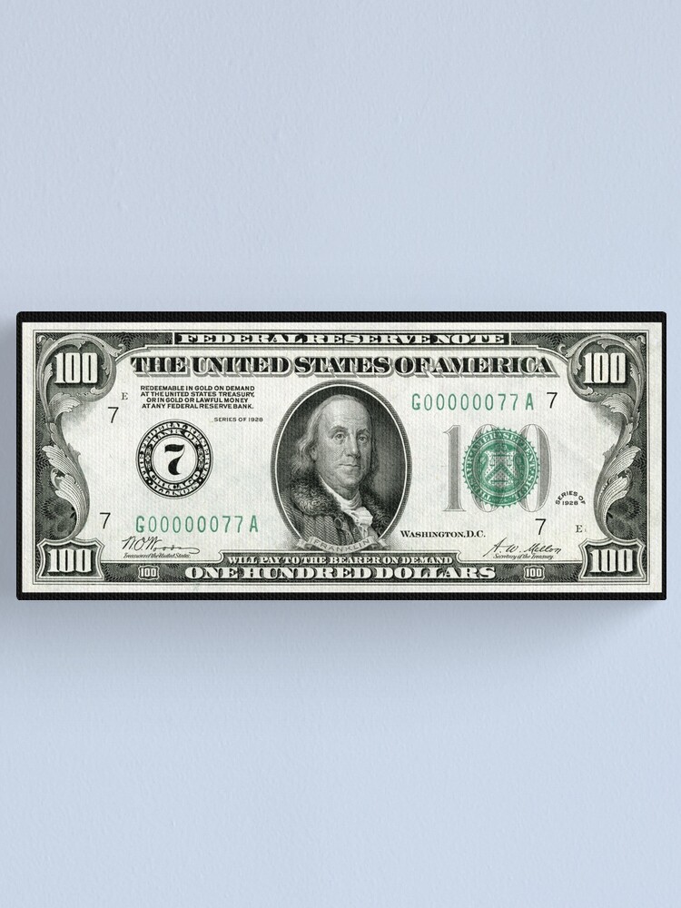 "Old School 100 (Hundred) Dollar Bill" Canvas Print for Sale by ...
