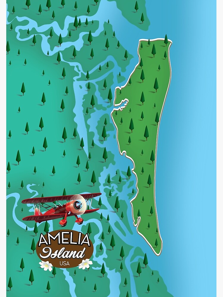 "Amelia Island vintage style map." Art Print for Sale by vectorwebstore ...