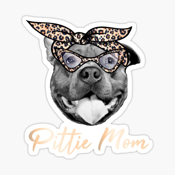 "Pittie Mom Leopard Print" Sticker by Avery-Navy | Redbubble