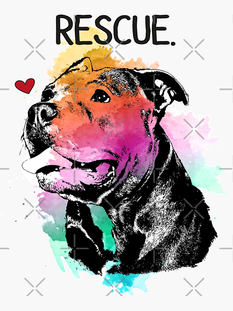 "Rescue Pitbull Dog Watercolor" Sticker for Sale by PrettyPittie Shop ...