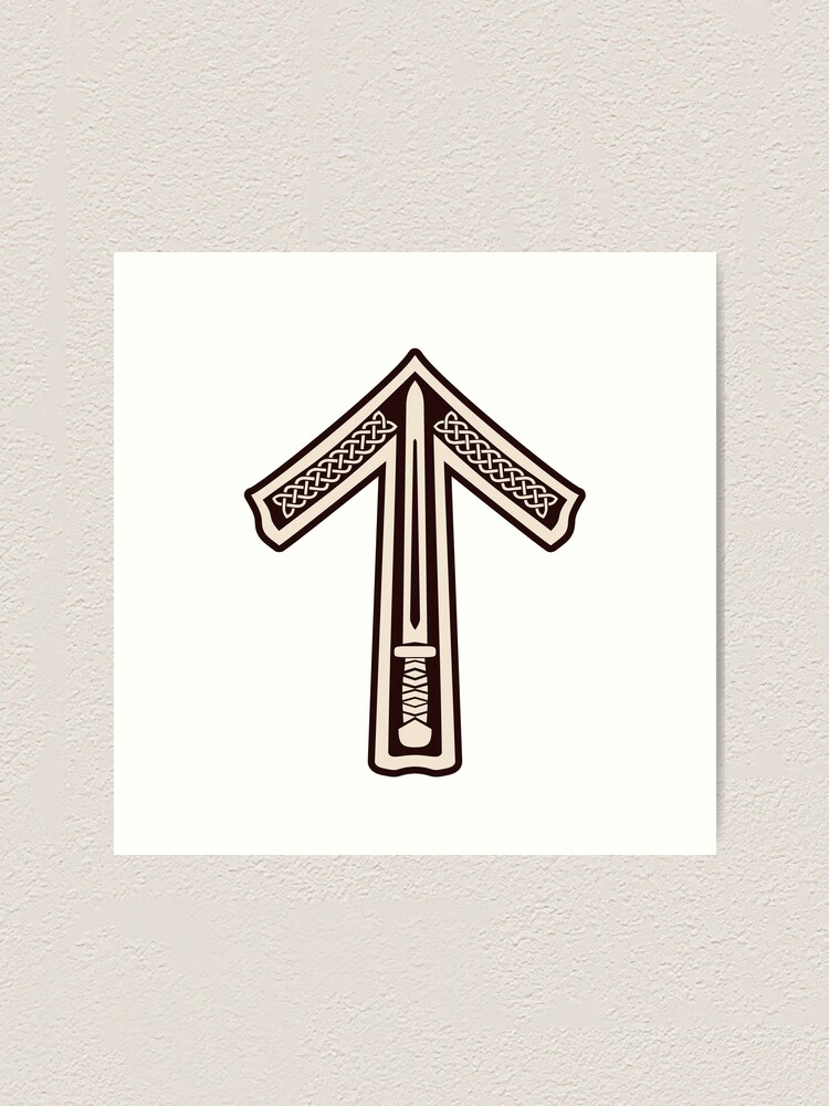 Lámina artística «Tyr / Tiwaz - Hueso y madera quemada - Runa vikinga ...