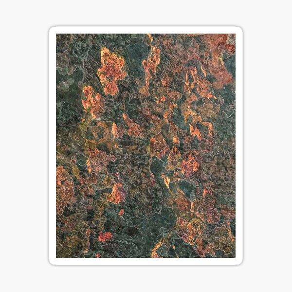 "Rusty Red Orange Dark Green Rock Natural Formation Texture" Sticker ...