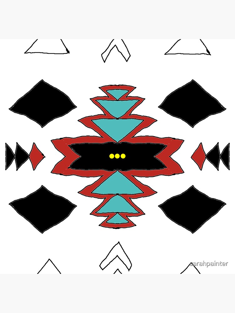 " Native American Navajo Rug Pattern Maroon and Teal" Sticker by ...