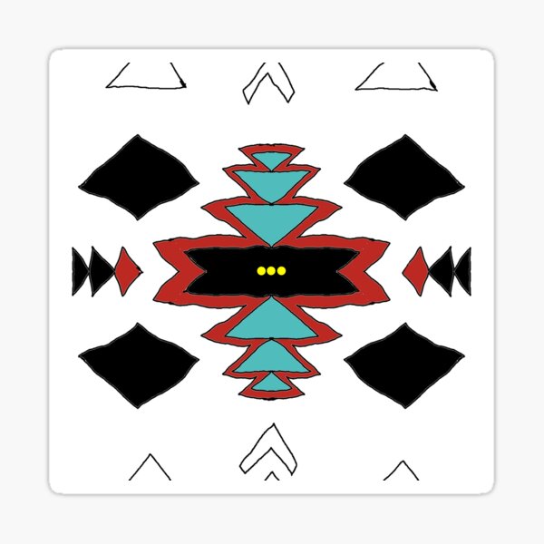 " Native American Navajo Rug Pattern Maroon and Teal" Sticker by ...