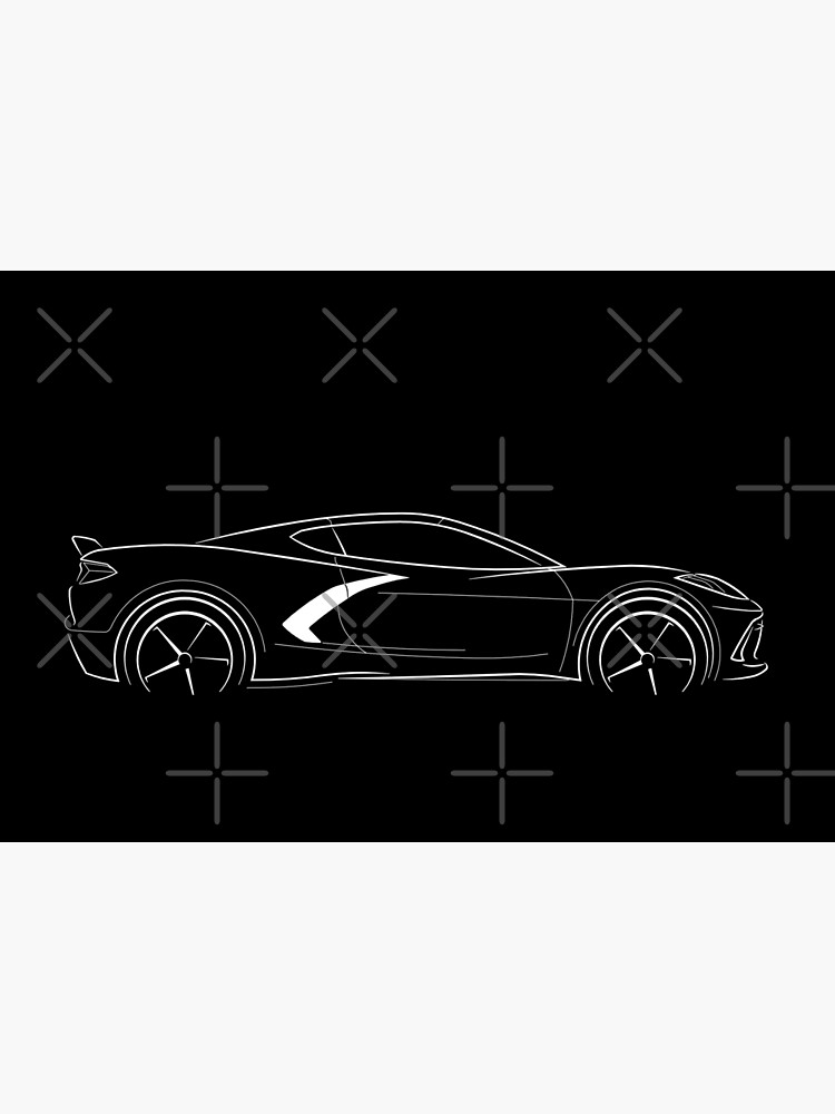 "2020 Chevy Corvette Stingray C8 - profile stencil, white" Art Print by ...