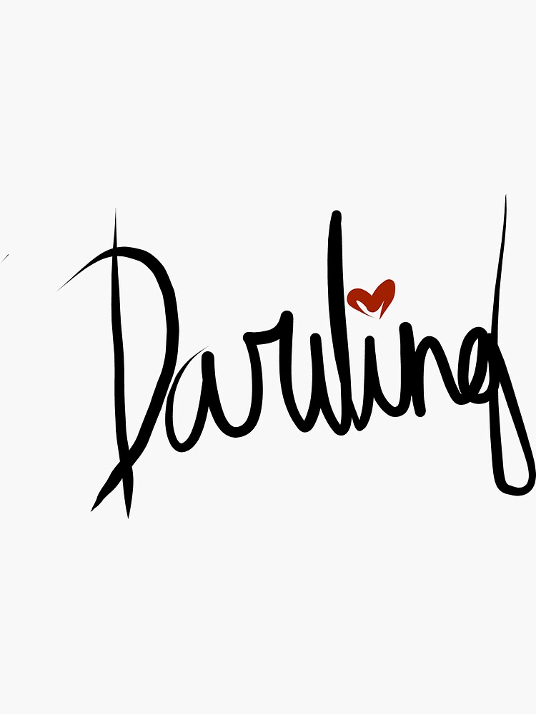 "Darling with heart cursive text" Sticker by berrydotdoodle | Redbubble