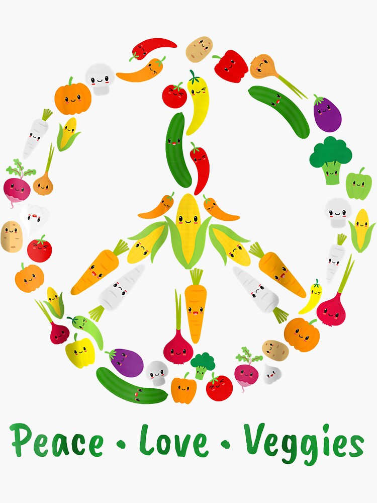 "Cute Kawaii Vegetable Veggie Peace Sign Vegan " Sticker by ...