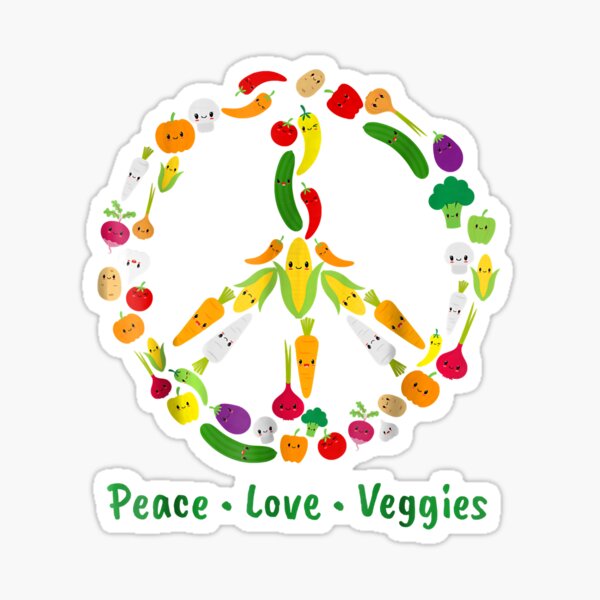 "Cute Kawaii Vegetable Veggie Peace Sign Vegan " Sticker by ...