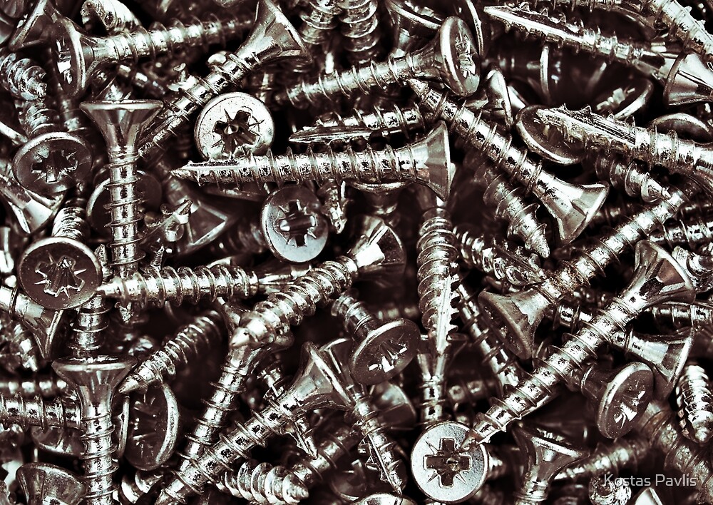 "Chrome steel screws close up" by Kostas Pavlis | Redbubble