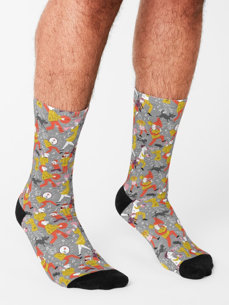 "Mid Century Marching Band Parade" Socks by vinpauld | Redbubble