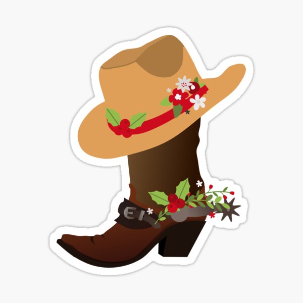 "Western Southwest Christmas Cowboy Boot and Hat" Sticker for Sale by ...