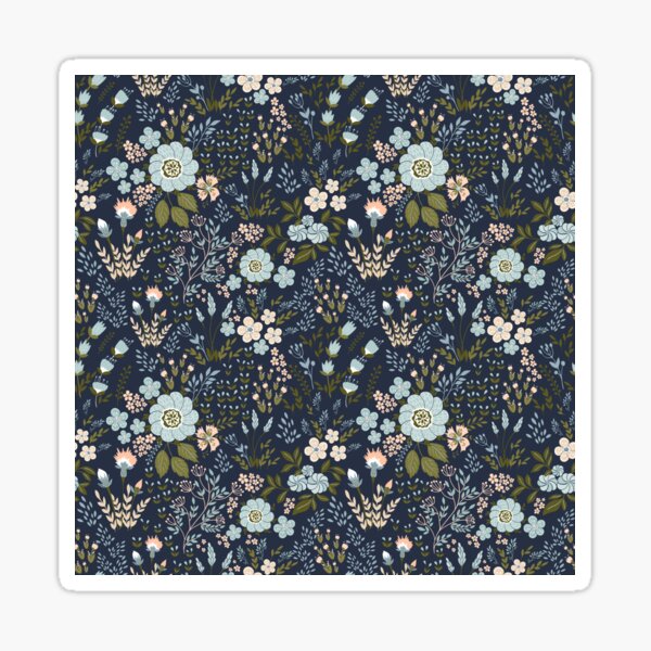 "Midnight Blue Floral" Sticker for Sale by xayuk | Redbubble