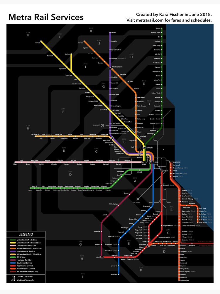 "Metra System Map (Advanced)" Sticker for Sale by thetransitgirl ...