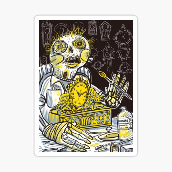 "Zombie clockmaker " Sticker for Sale by Gammaraybots | Redbubble