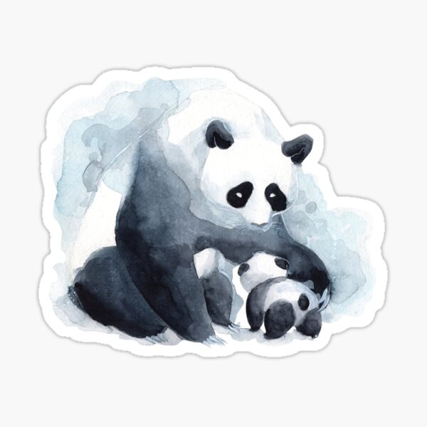 "Watercolor Panda Family" Sticker for Sale by Threeleaves | Redbubble