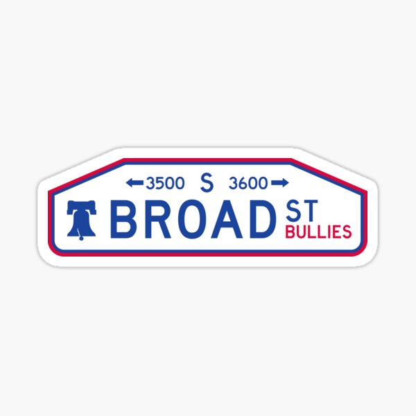 "Broad Street Bullies Sign - Blue" Sticker for Sale by SaturdayAC ...