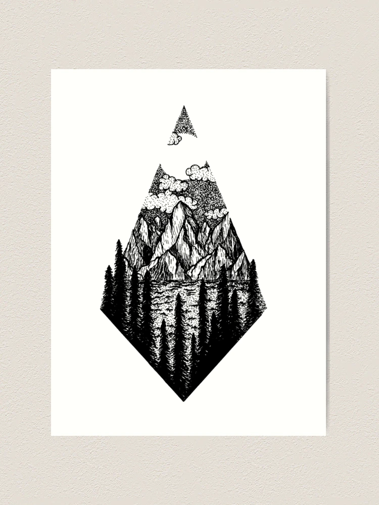 Geometric Mountain Art Mountains. Geometric Style" Art Board Print For
