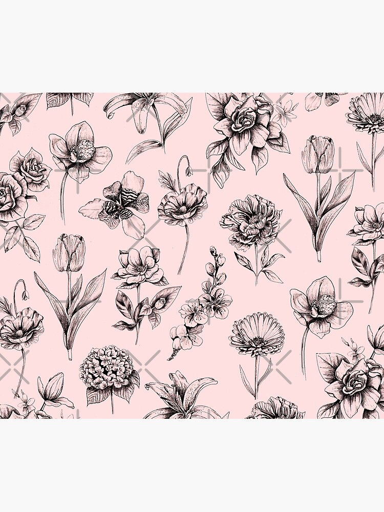 "Pink Botanic Pattern" Shower Curtain by Anis Illustration | Redbubble