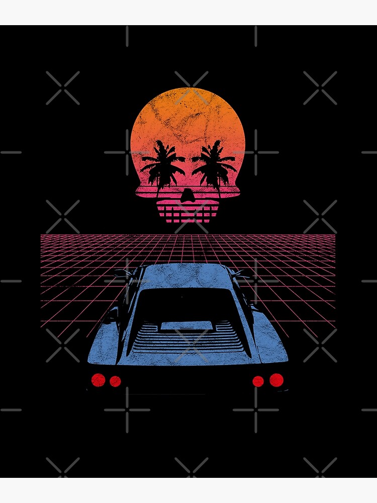 "Synthwave Retrowave Aesthetic Vintage Drive Sunset 80s Skull design ...