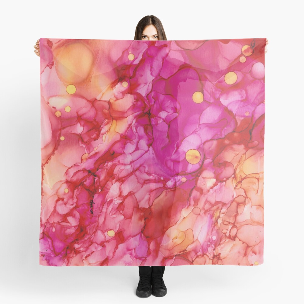 "Tequila Sunrise: Original Abstract Alcohol Ink Painting" Scarf for ...