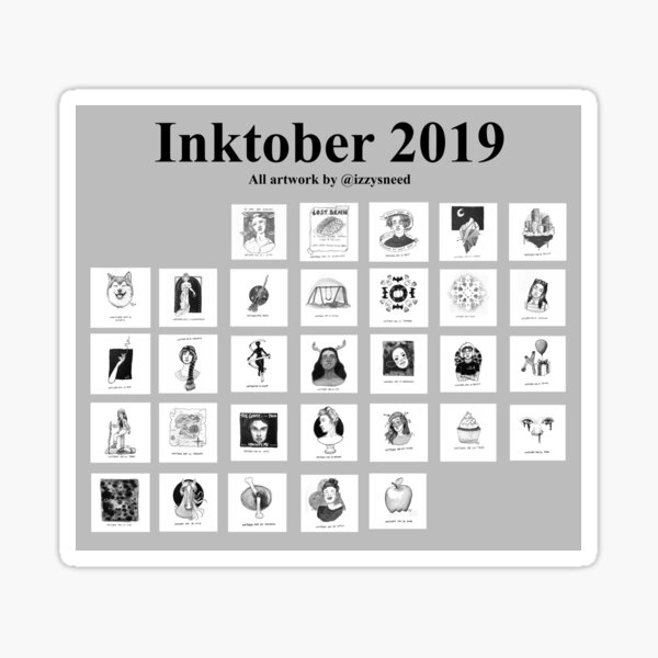 "Inktober 2019" Sticker by IzzySneed | Redbubble