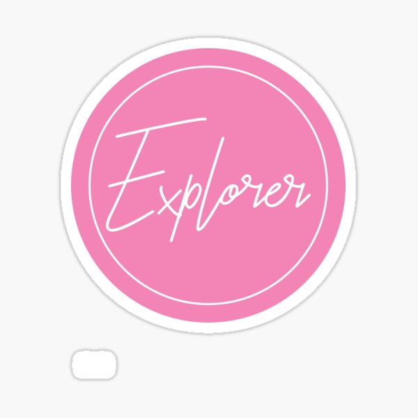 "Explorer Pink Circular Sticker with Cursive Font" Sticker for Sale by ...