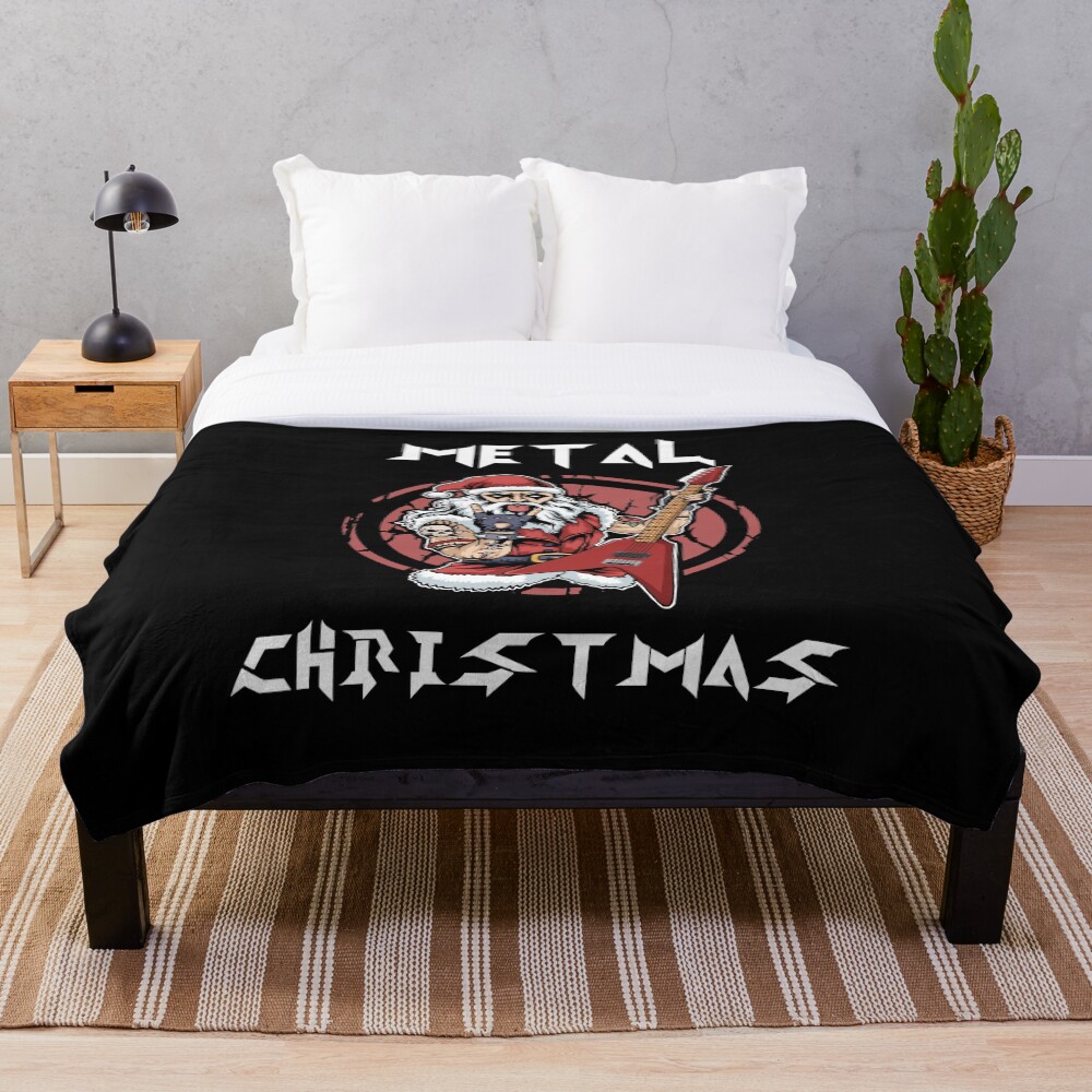 "Heavy Metal Christmas Metalhead Santa Rock Horns Death Metal" Throw ...
