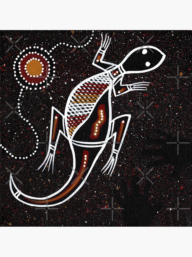 "Authentic Aboriginal Art - Goanna/Lizard Black" Poster by HogarthArts ...