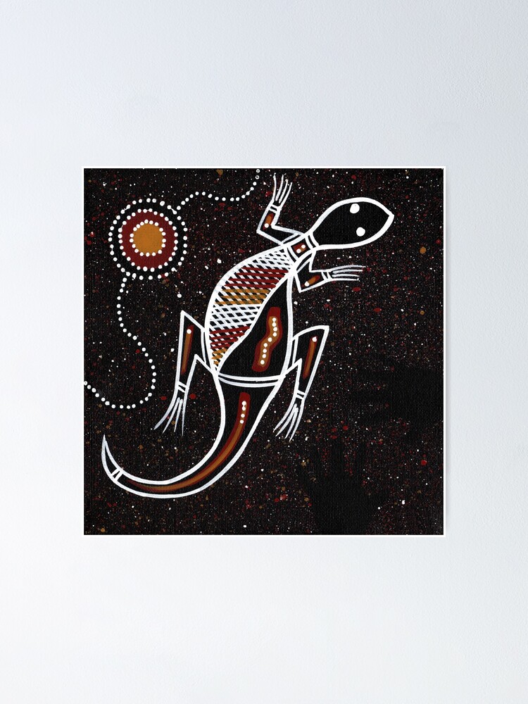"Authentic Aboriginal Art - Goanna/Lizard Black" Poster for Sale by ...
