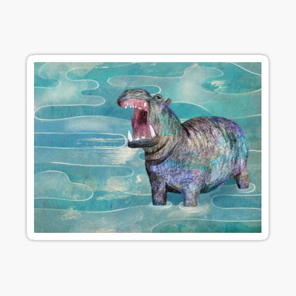 "Hippo" Sticker for Sale by martinascott | Redbubble