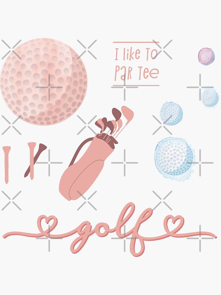 "Peach Blush Pink Watercolor Golf and Golfer Pack" Sticker for Sale by ...