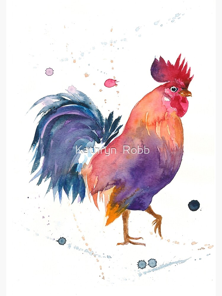 ""Rusty" - Watercolour Rooster" Art Print by KathrynRobb | Redbubble