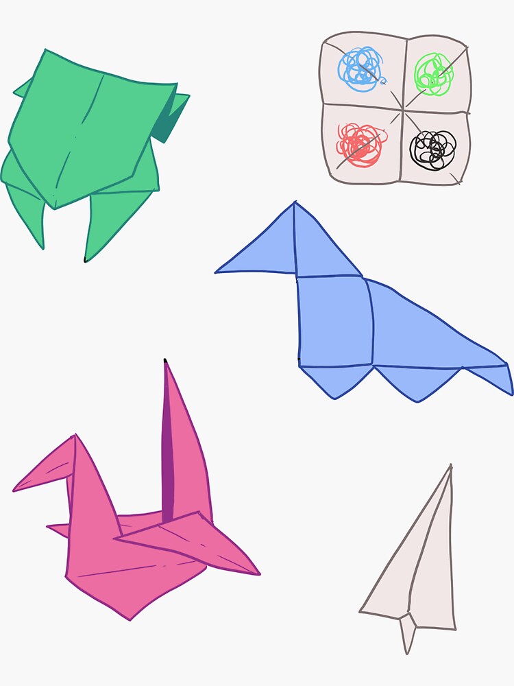"Assorted Origami" Sticker by Liauditore | Redbubble