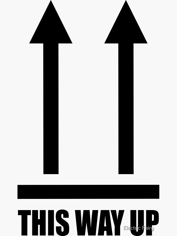 "This Way Up (black)" Sticker for Sale by Electric-Fairy | Redbubble