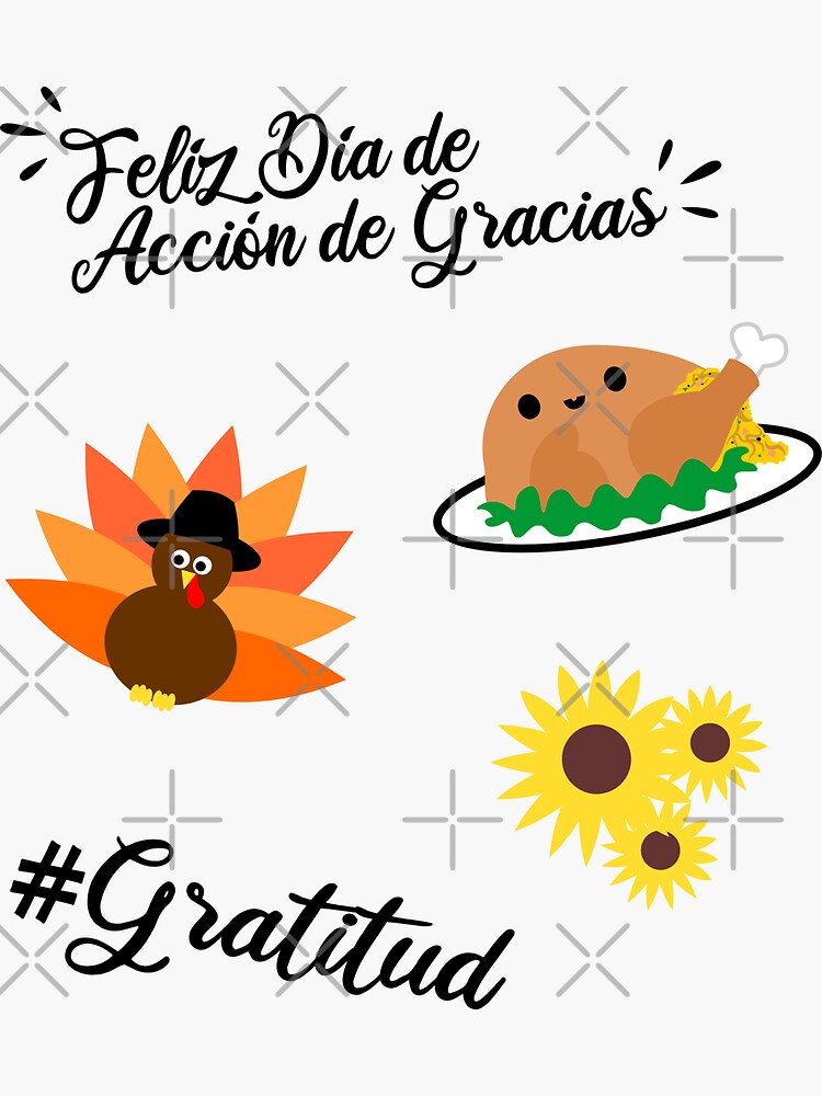 Pegatina «Feliz Accion de Gracias Pavo Gratitud en Español» de ...