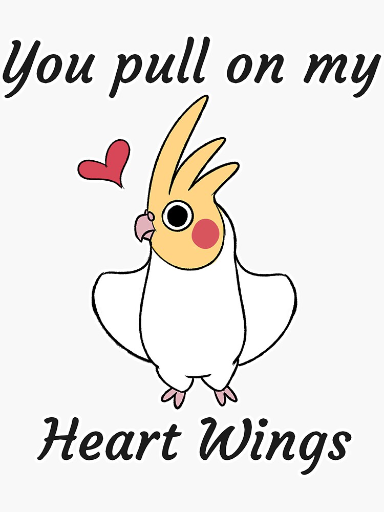 "Cockatiel Heart Wings - Lutino" Sticker for Sale by StoryBirdArtist ...