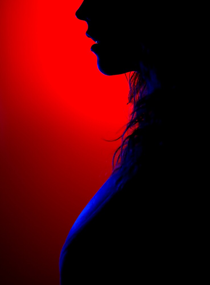 "Red and Blue Abstract Female Profile" by Jason Grace | Redbubble