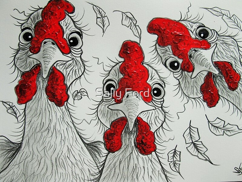 "Three Chooks" by Sally Ford | Redbubble