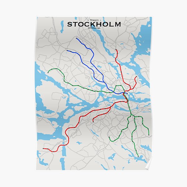 "Stockholm Transit Map" Poster by CPTVDesign | Redbubble