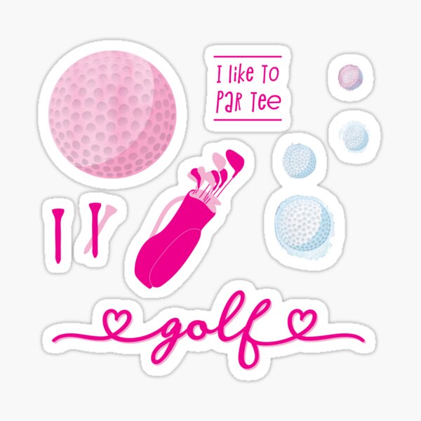 " Hot Pink Watercolor Golf and Golfer Pack" Sticker for Sale by The ...