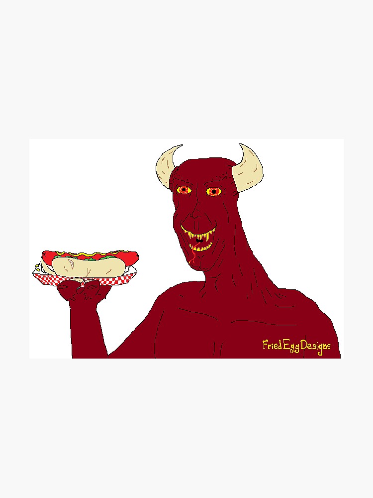 "Rectangular Hot Dog Demon" Sticker for Sale by FriedEggDesigns | Redbubble
