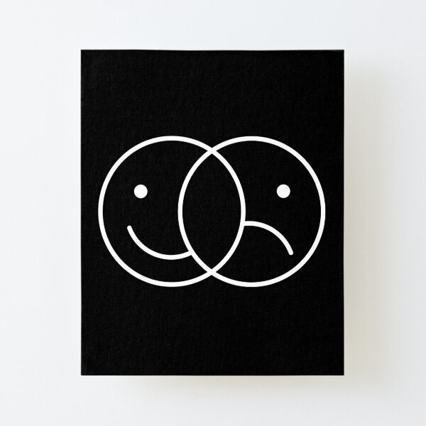 "happy sad face white on black" Mounted Print for Sale by gingerlouls ...