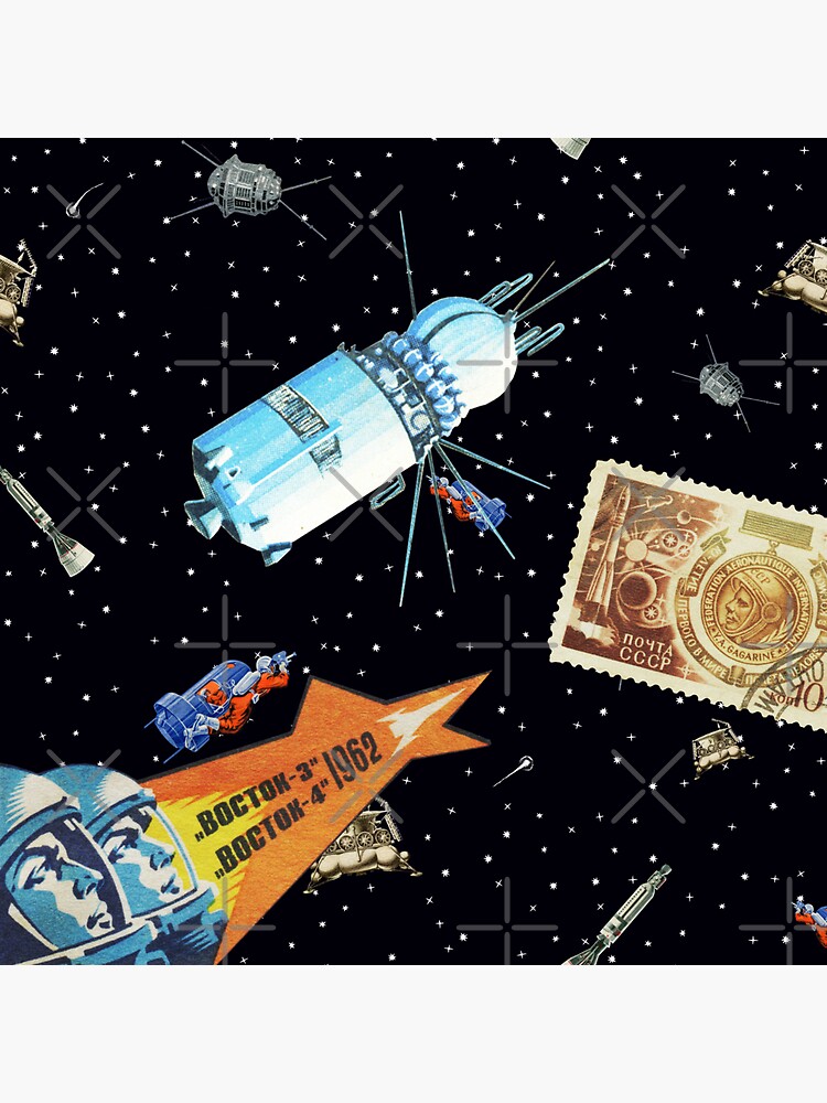 "Gagarin space art [Sovietwave], Soviet vintage space poster" Sticker ...